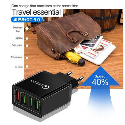 Portable EU/US Plug Wall Mobile Charger Fast Charging USB Ch