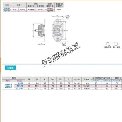 NHF61 NHF612-8060 10478 132112TO同钟型减震座 内螺纹固定板