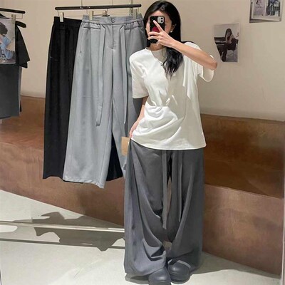 大7女装20927春季新款高腰韩版宽松大码胖mm休闲阔腿哈伦萝卜长裤