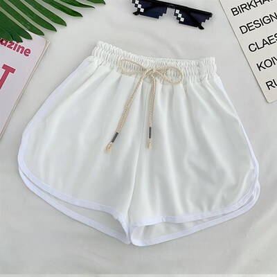 Lace Up Casual Summer Shorts Women Simple Elastic Slim Strai