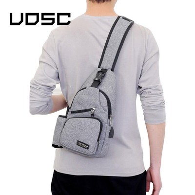 UOSC Chest Bag Men With Side Bottle Pocket Canvas Sling Bag