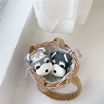 Cute Dog Schnauzer Earphone Headset Case Silicone Case Prote