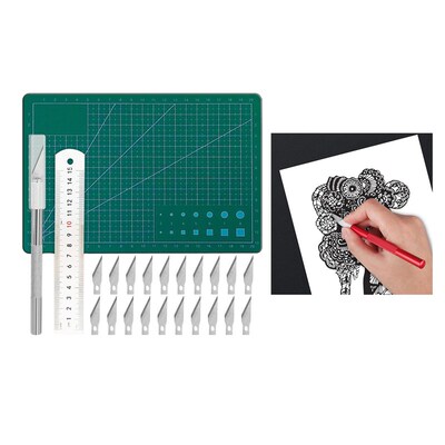 24Pcs/set Carving Exacto Knives Craft DIY Kit Art Blades Ma