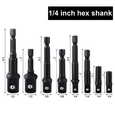 8Pcs/lot Socket Bit Adapter Set Hex Impact Drill Bits Driver