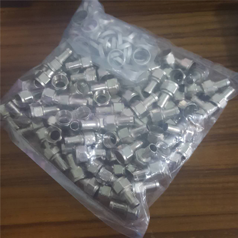 热销100个机顶盒接头 带环F头 电视线接线头 英制F头 75-5线英制