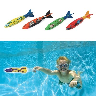 4Set Torpedo Rocket Throwing Toy Diving Game Summer Torpedo