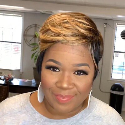 新款化纤假发hair欧美假发女短发偏分机制化纤头套Pixie wigs