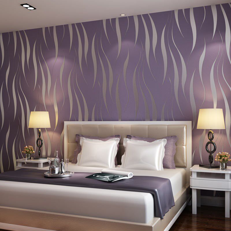 High Quality Modern Simple Non-woven Flocking Wallpaper 3D S_虎窝淘
