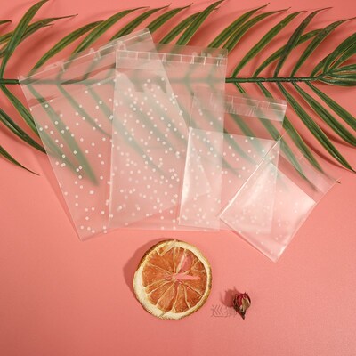 Polka-dot frosted translucent self-adhesive bag snowflake cr
