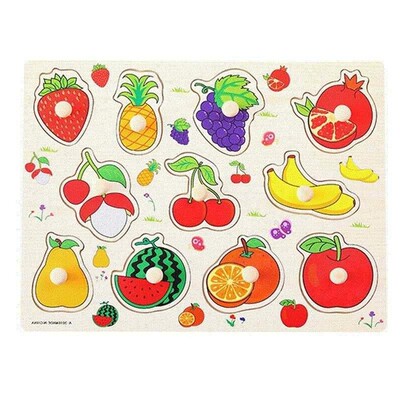 children baby wooden puzzle educational toys with handle