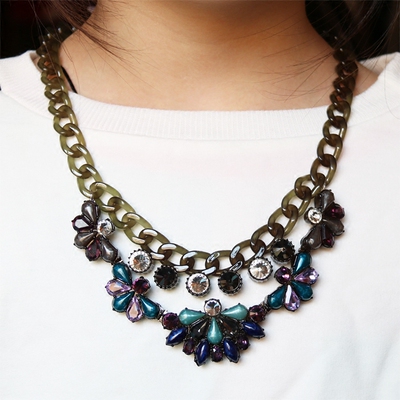 韩国进口高贵风糖果色多层项链