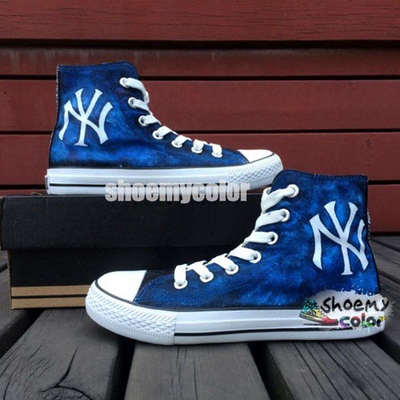 欧美纽约手绘鞋涂鸦帆布鞋