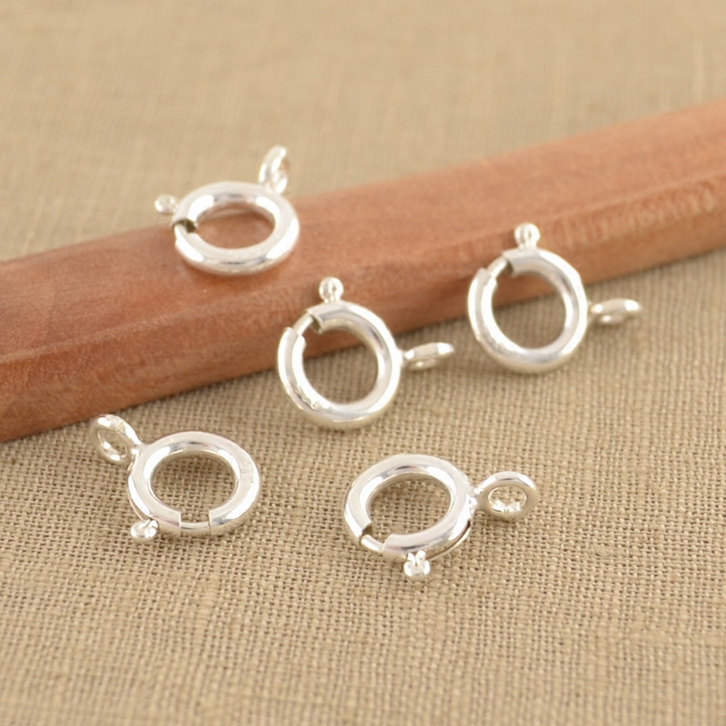 S925纯银圆扣 8mm弹簧项链扣进口工艺DIY手工饰品配件小福女_虎窝淘