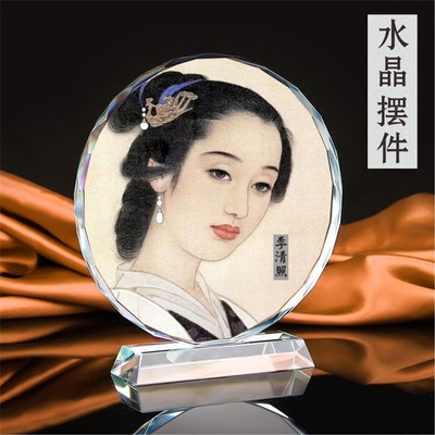 李清照画像水晶桌面摆件工艺礼品