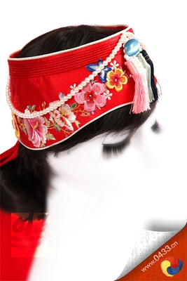 韩国进口韩服绣花帽子/新娘婚礼帽子/红色/H-P01388-4