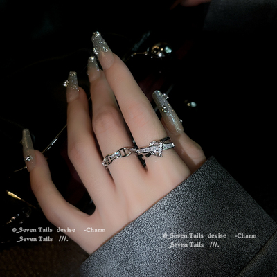 字母戒指轻奢锆石时尚个性女