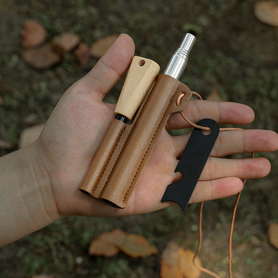 户外吹火管打火石套装露营可伸缩不锈钢5节吹火筒实心