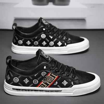 2026春季奥伦潮流真皮板鞋四季款百搭套脚懒人时尚黑色潮鞋子男鞋