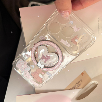 AceCase花涧小鹿iphone16苹果17promax适用13手机壳14透明15鎏金12磁吸支架11