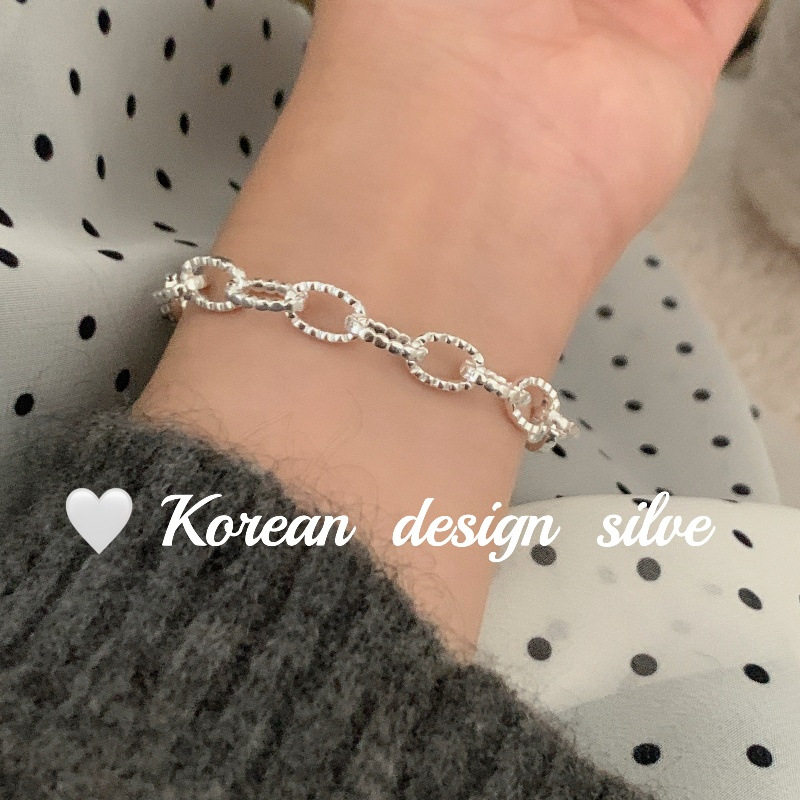 ins风小众设计银手链饰品S925纯银手链重工轻奢拼接银手环女款