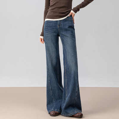 eworld2025冬直筒微喇牛仔裤