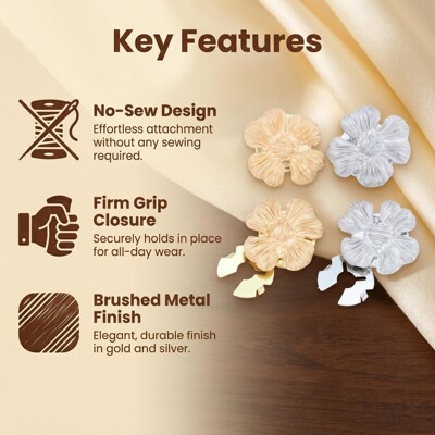 button cover花朵造型金属免缝制胸针扣子衬衫袖扣礼服装饰扣卡扣