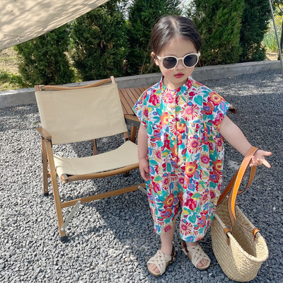 女童宝宝连体裤宽松花朵连身衣裙裤24夏装新款外贸童装儿童3-8岁