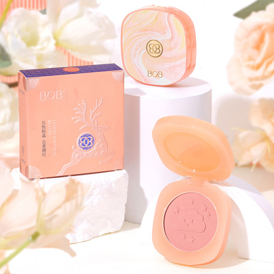 BOB浮雕色腮红元气少女心杏色防水哑光显白自然裸妆修容粉胭脂