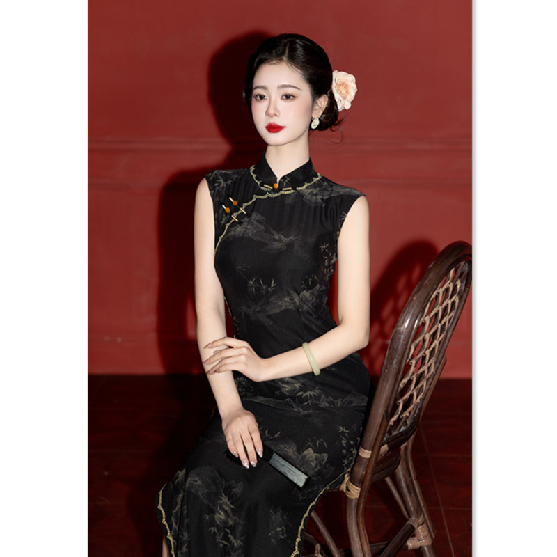 复合蕾丝长款无袖港风旗袍2026春新款时尚改良级感民国女士旗袍