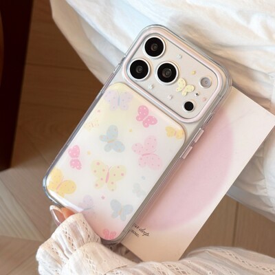 Colorful Butterfly Drip Glue Transparent Full Coverage Phone Case 适用 iPhone 17 Pro Max 16 15 14