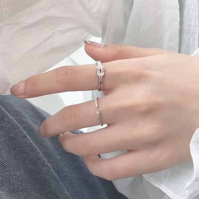 设计感开口戒指ins锆石日韩女