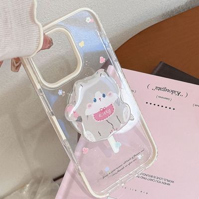 AceCase软萌猫咪磁吸支架16promax透明iPhone15手机壳13适用14防摔11原创12少女ins风甜美