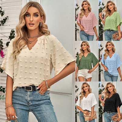 Solid Color Casual Loose T-shirts For Women Short Sleeve Tee