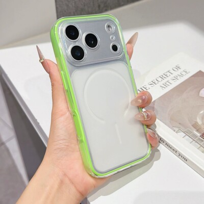 撞色二合一Macaron-colored frosted transparent soft case适用iphone 11 12 13 14 15 16 plus 17 pro max