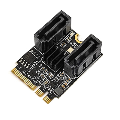 M.2  KEY-A/E网卡NGFF转双口SATA3.0转接6G扩展卡硬盘免驱JMB582