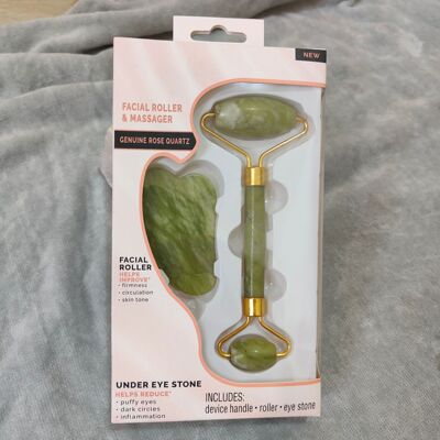 Jade Roller Face Massage Set Double-Ended Facial Beauty