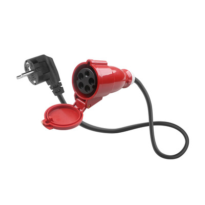 红色防水CEE插座至schuko欧规转换电源插头适配器5芯32A380V铜