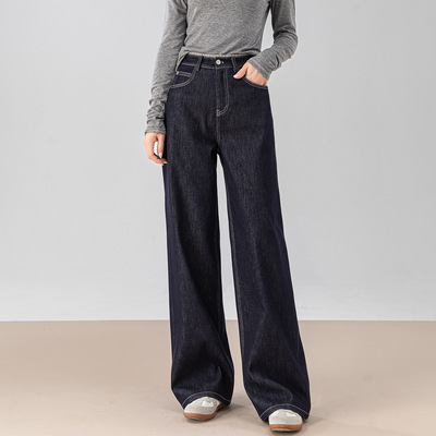 eworld25秋潮流风高腰直筒长裤