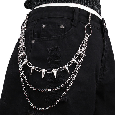 Hip Hop Metal Studded Waist Chain Stage Decor Belt Accessory