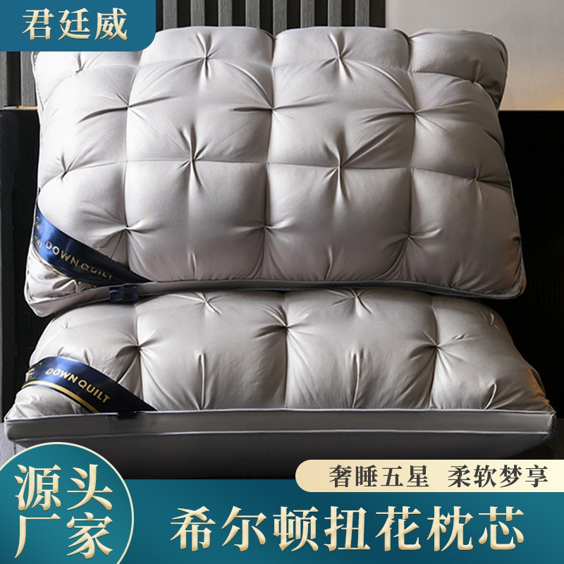 家直销五星级酒店同款可水洗羽丝绒护颈枕芯人不塌陷家用枕头