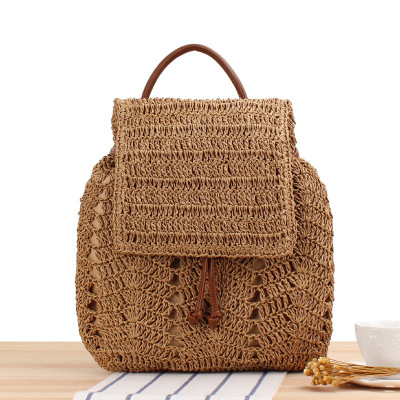 New Boho Style Crochet Backpack Paper Rope Woven Bag Casual