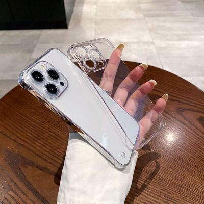 borderless Simple transparent hard case适用iphone 11 12 13 14 15 16 plus 17 pro max