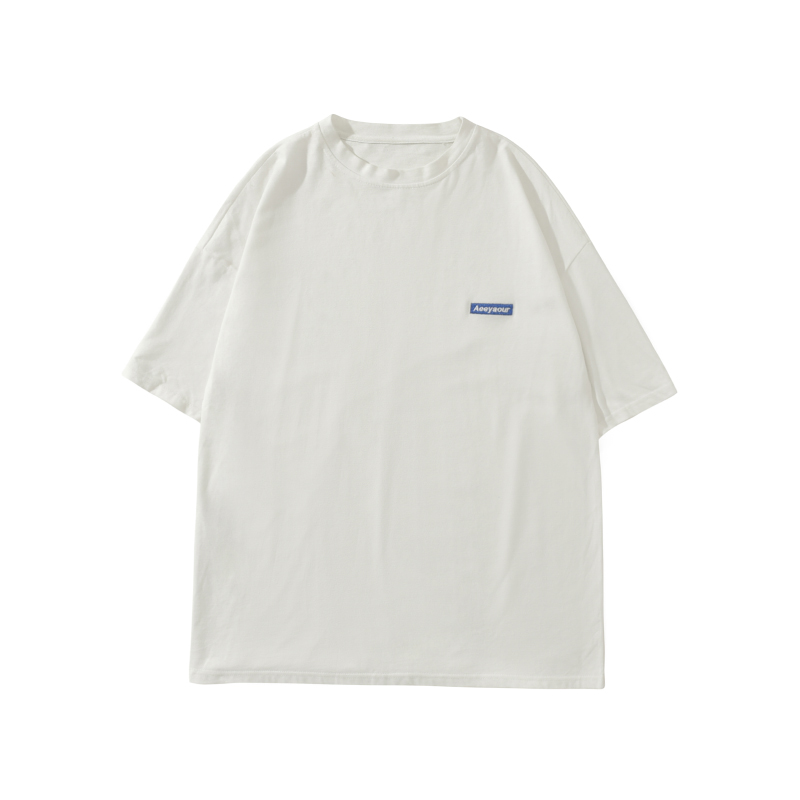 E230G夏季新品男士短袖T恤简约潮牌刺绣圆领落肩半袖衫学生体恤te_虎窝淘