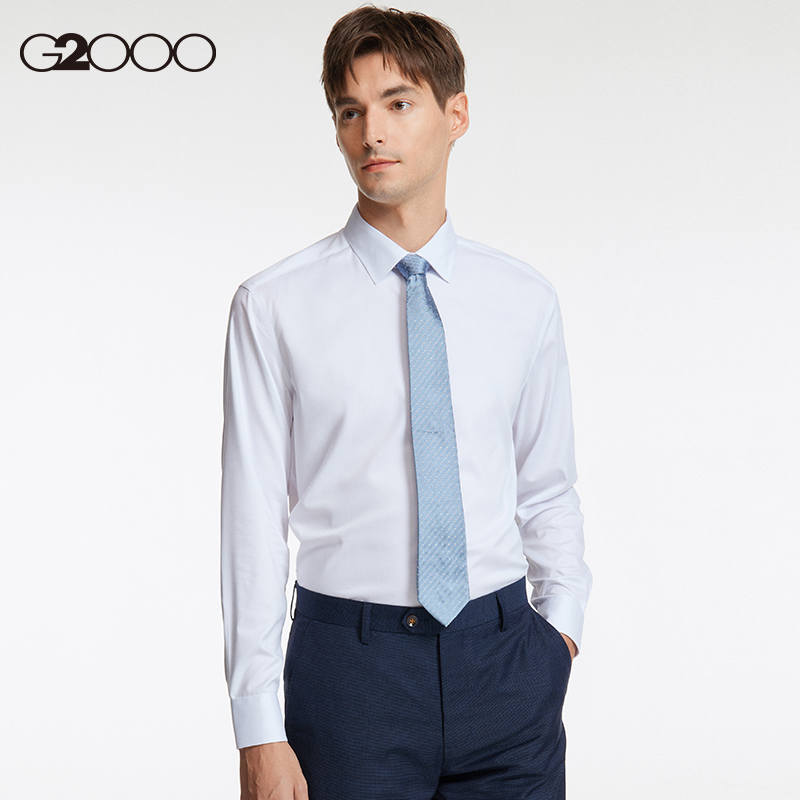 G2000商场新款衬衫长袖牛津纺易理修身商务正装轻熟休闲衬衣男_虎窝淘