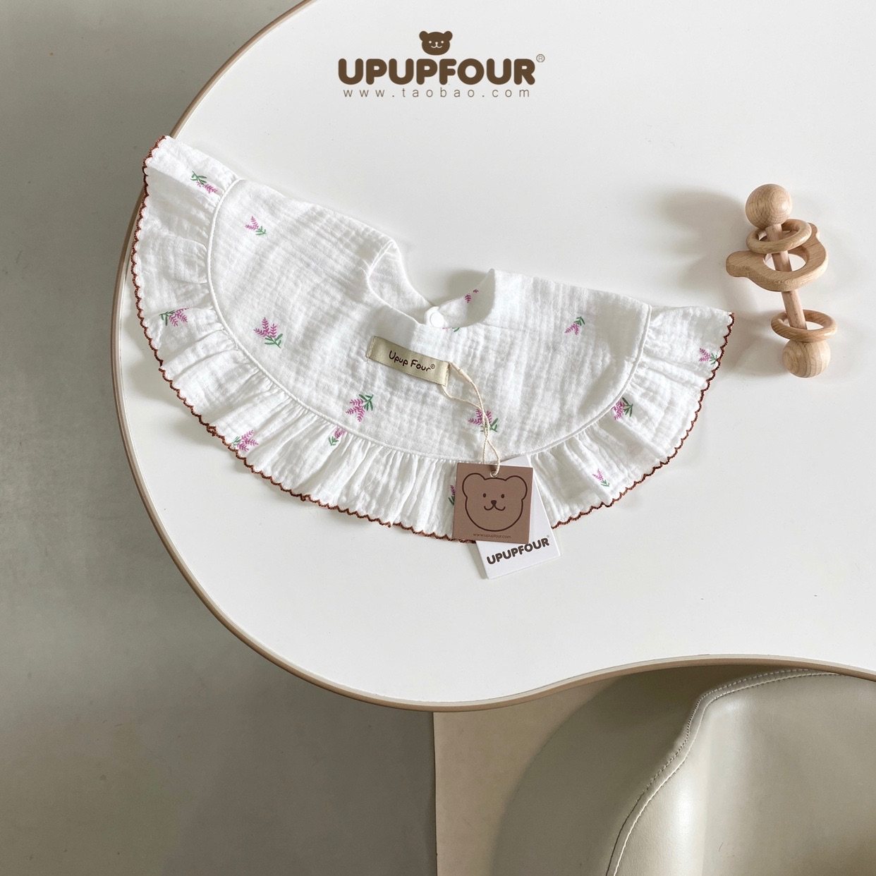 upupfour韩系ins宝宝口水巾宝宝正反可戴装饰领纯棉围嘴纯棉围兜_虎窝淘