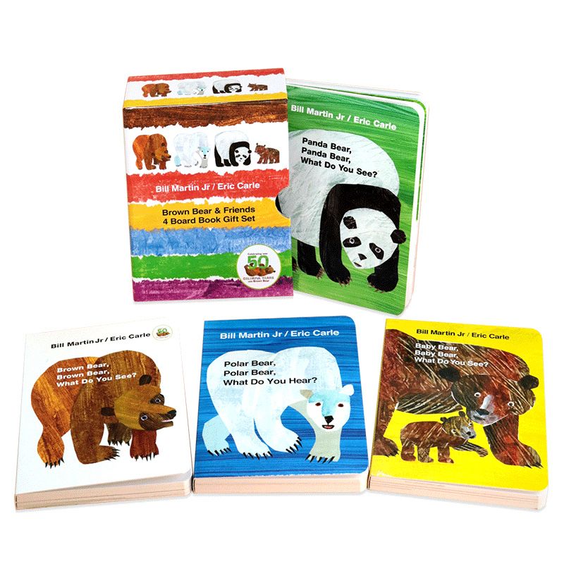 英文原版棕色的熊绘本纸板书4册盒装 Brown Bear& Friends 4 Board Book棕色的熊你在看什么艾瑞卡尔 Eric ...