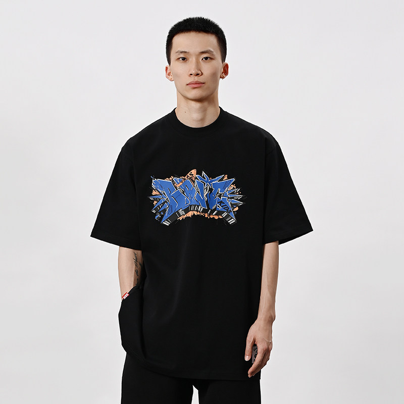 bboy宽松t恤重磅街舞嘻哈滑板运动短袖 hiphop popping涂鸦_虎窝淘