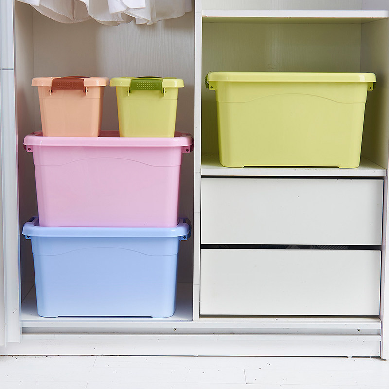 手提收纳箱收集塑料有盖透明相子250l特大号小收纳箱零食箱整理箱_虎窝淘