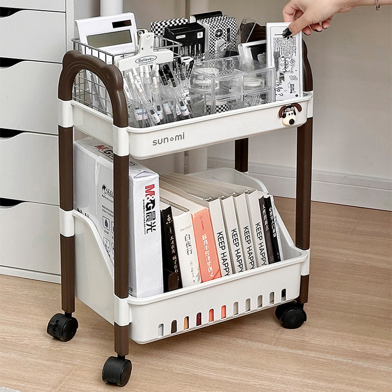 移动书架置物架书本零食收纳架落地多层桌下小推车书桌旁整理架子_虎窝淘