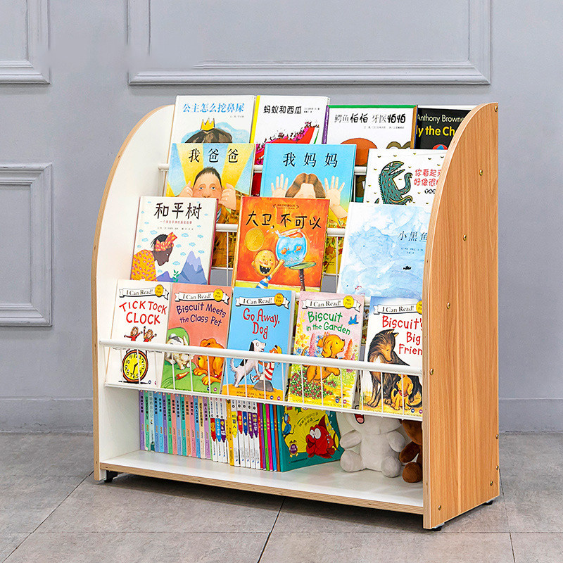 移动儿童书架绘本架家用落地小型带轮置物架幼儿园简易宝宝书柜_虎窝淘